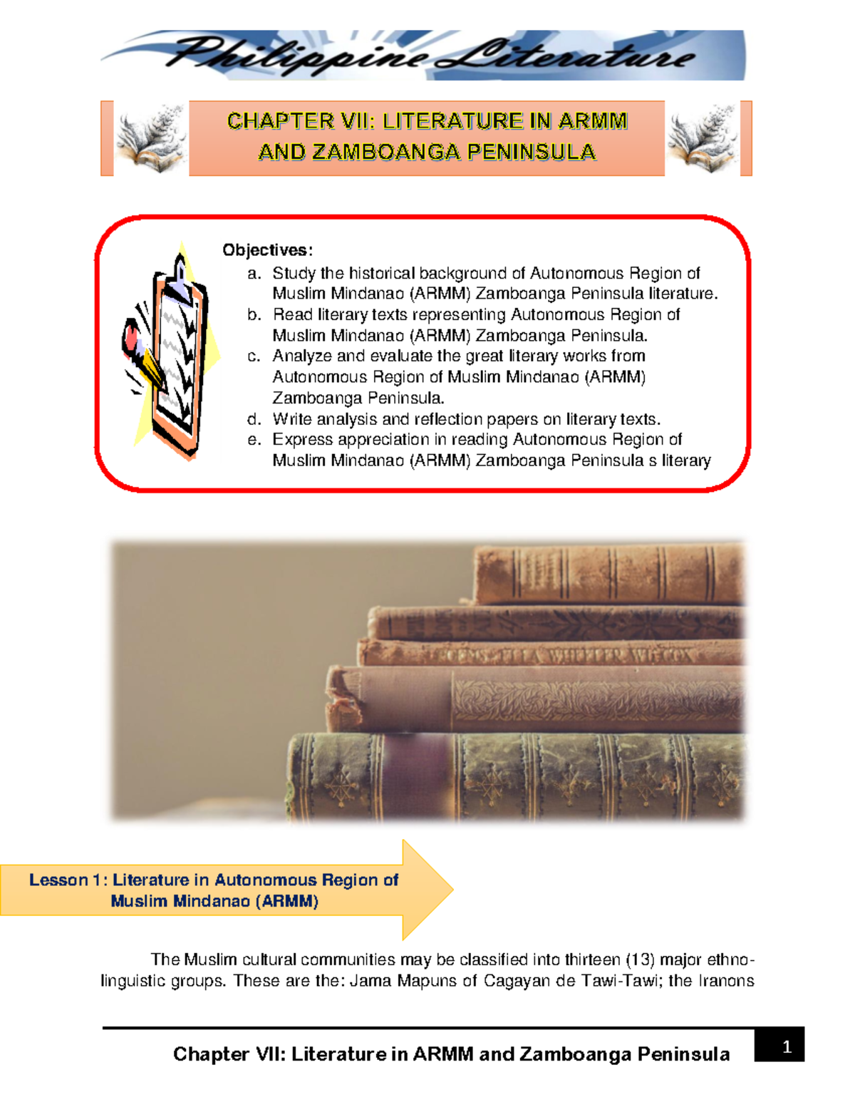 Chapter VII - Exploring Literature in ARMM and Zamboanga Peninsula ...