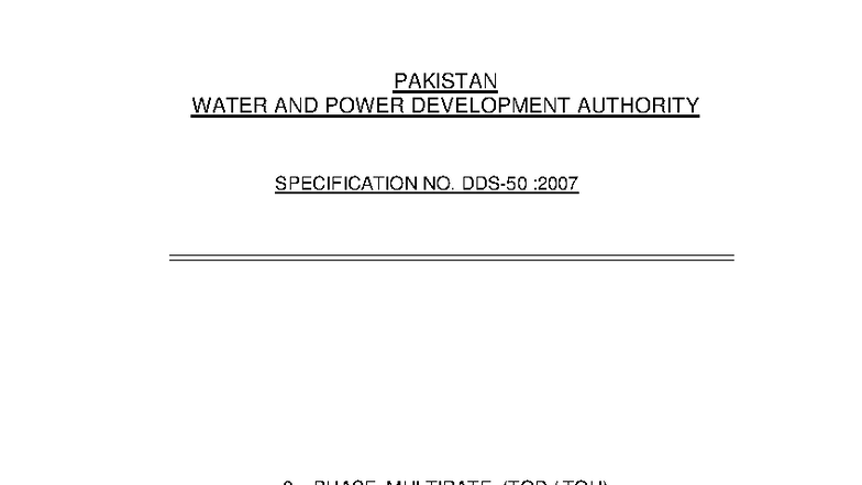 WAPDA Specification No. 2007 for 3 Phase TOD Solid State Energy Meters ...
