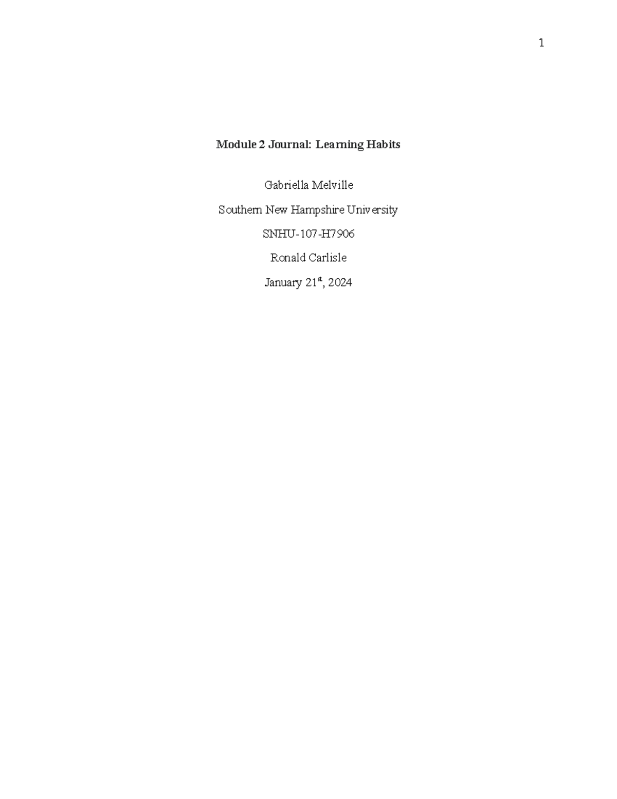 Module 2 Journal: Learning Habits and Strategies for Success - Studocu