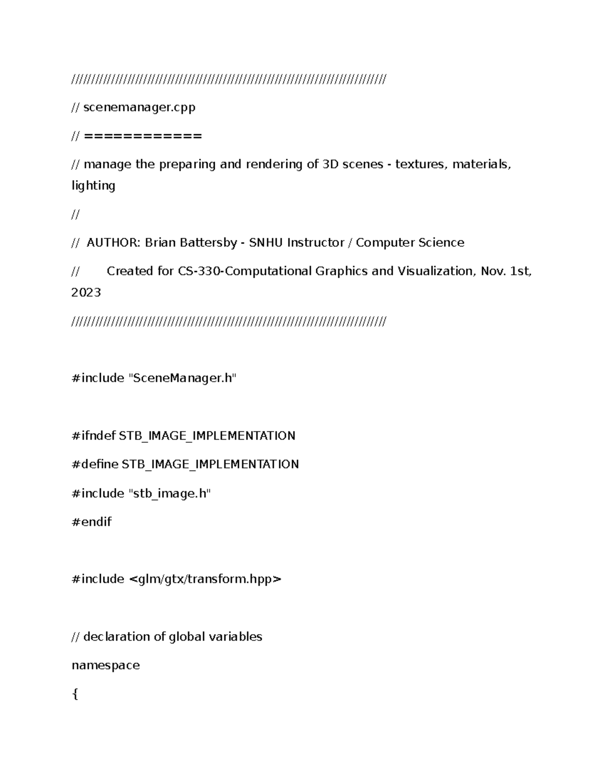 CS-330 Final Exam: Managing and Rendering 3D Scenes with SceneManager - Studocu