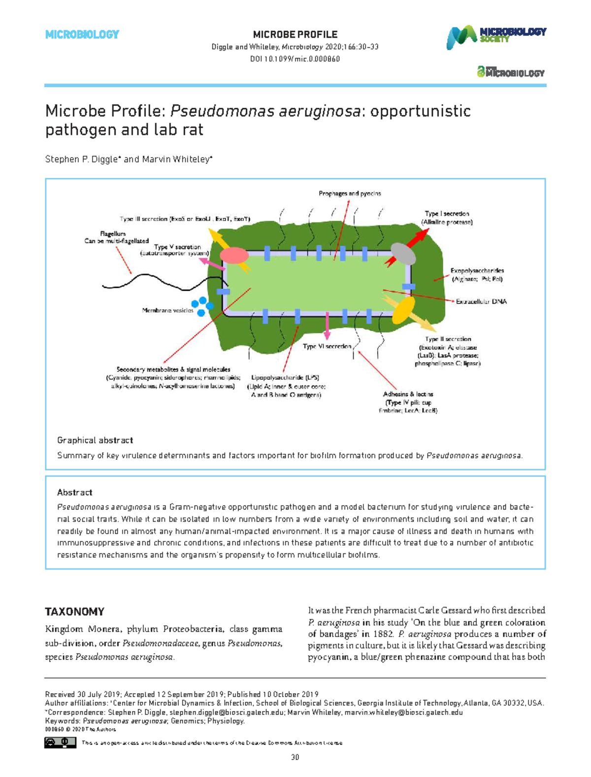 MIC-166-30: Microbe Profile of Pseudomonas aeruginosa - Pathogen Insights - Studocu