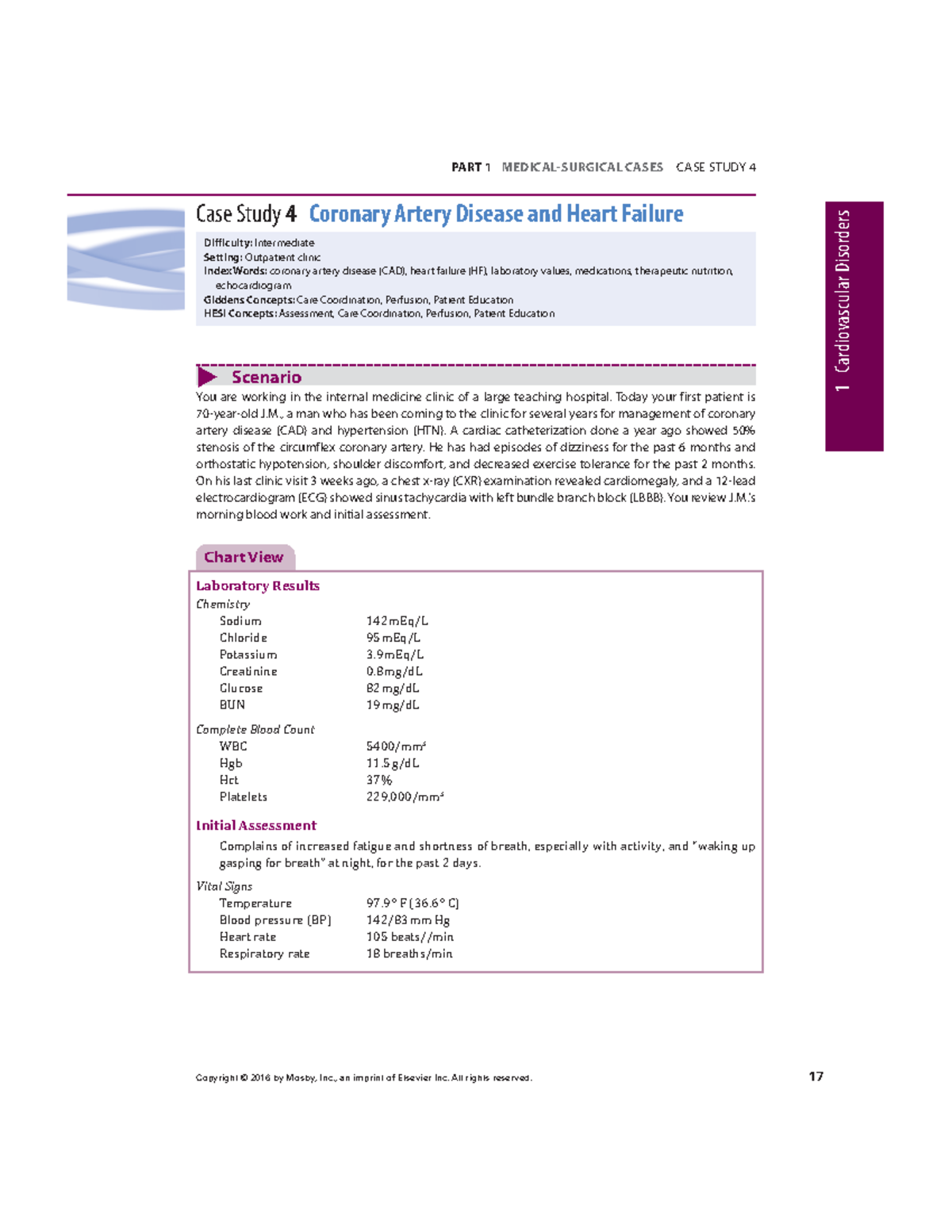 Cardiac Case Study - Case Study 4 Coronary Artery Disease and Heart ...