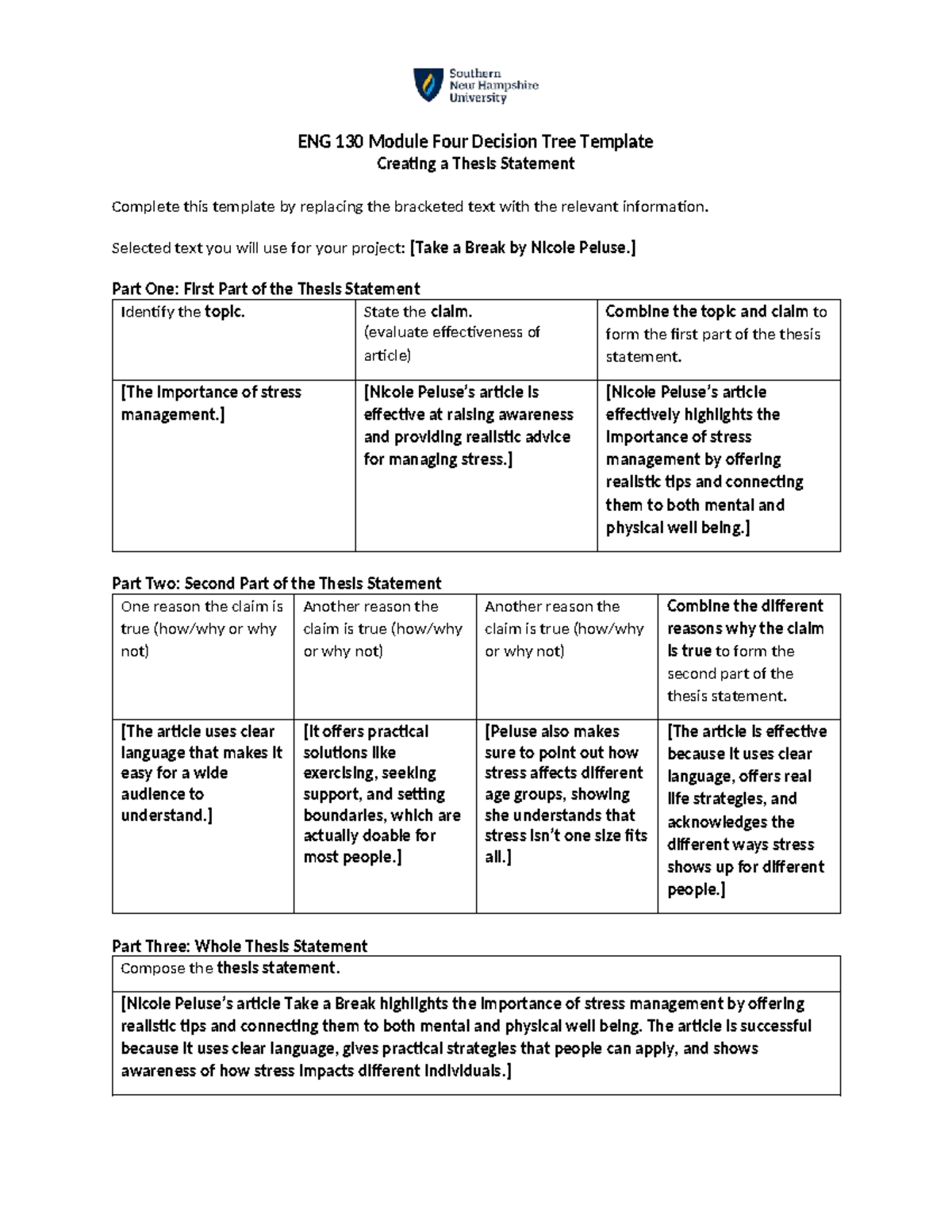 ENG 130 Module Four Thesis Statement Development Guide - Studocu