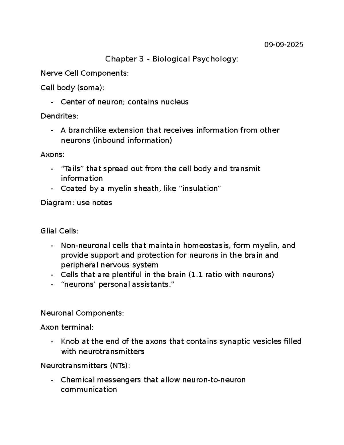Biological Psychology (PSY 101): Overview of Nerve Cells & Synapses ...