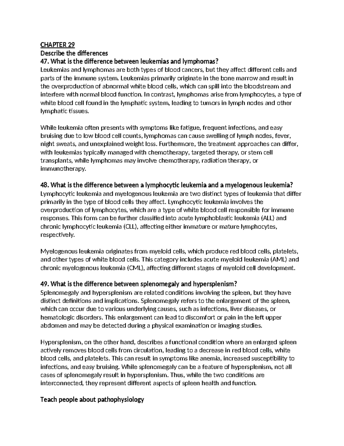 Study guide 2930 - unfinished - CHAPTER 29 Describe the differences 47 ...