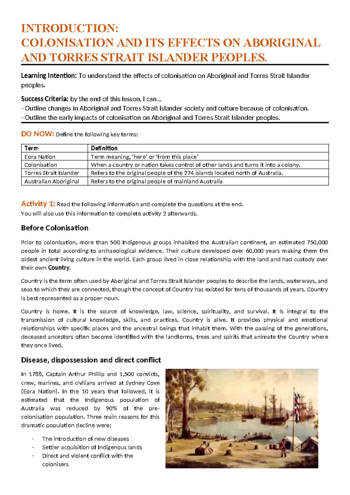 2.1 Colonisation Effects on Indigenous Australia - INTRODUCTION ...