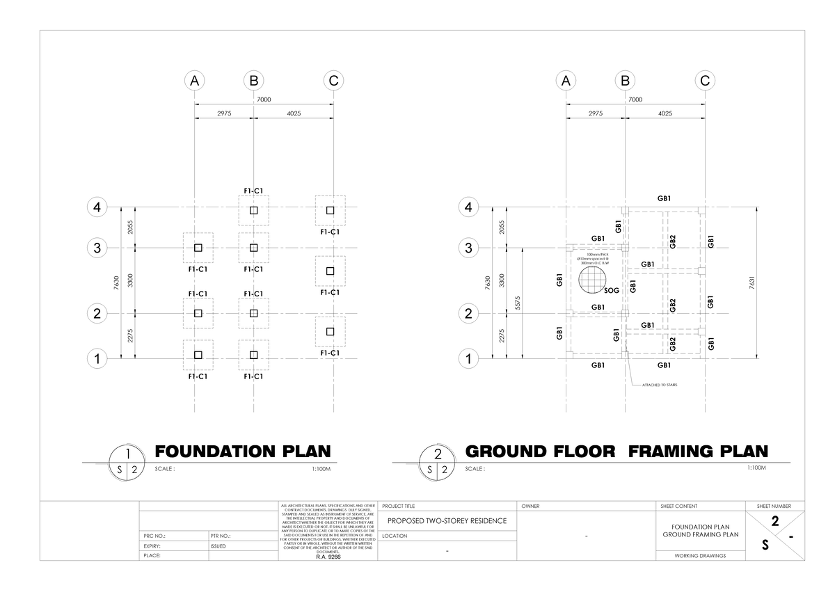 Foundation Plan for Proposed Two-Storey Residence - R. 9266 - Studocu