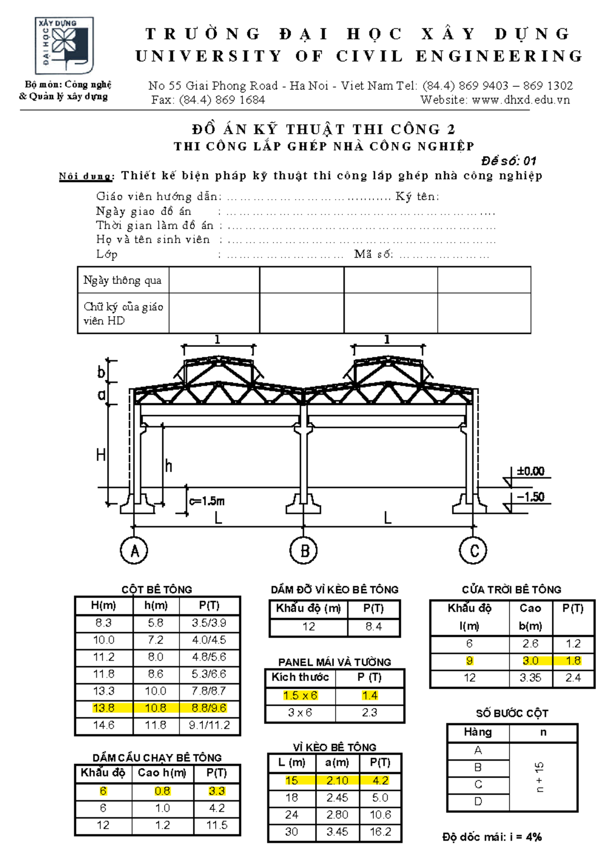 De 1 Do an KTTC2 - đây là đồ án - Bé m«n: C«ng nghÖ & Qu¶n lý x©y dùng T r ê n g § ¹ i h ä c x ...