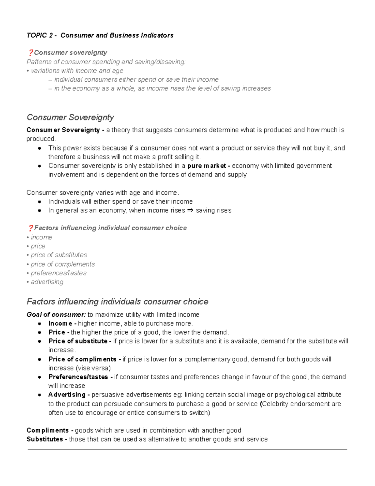 Economics Preliminary: Consumer & Business Indicators Analysis - Studocu