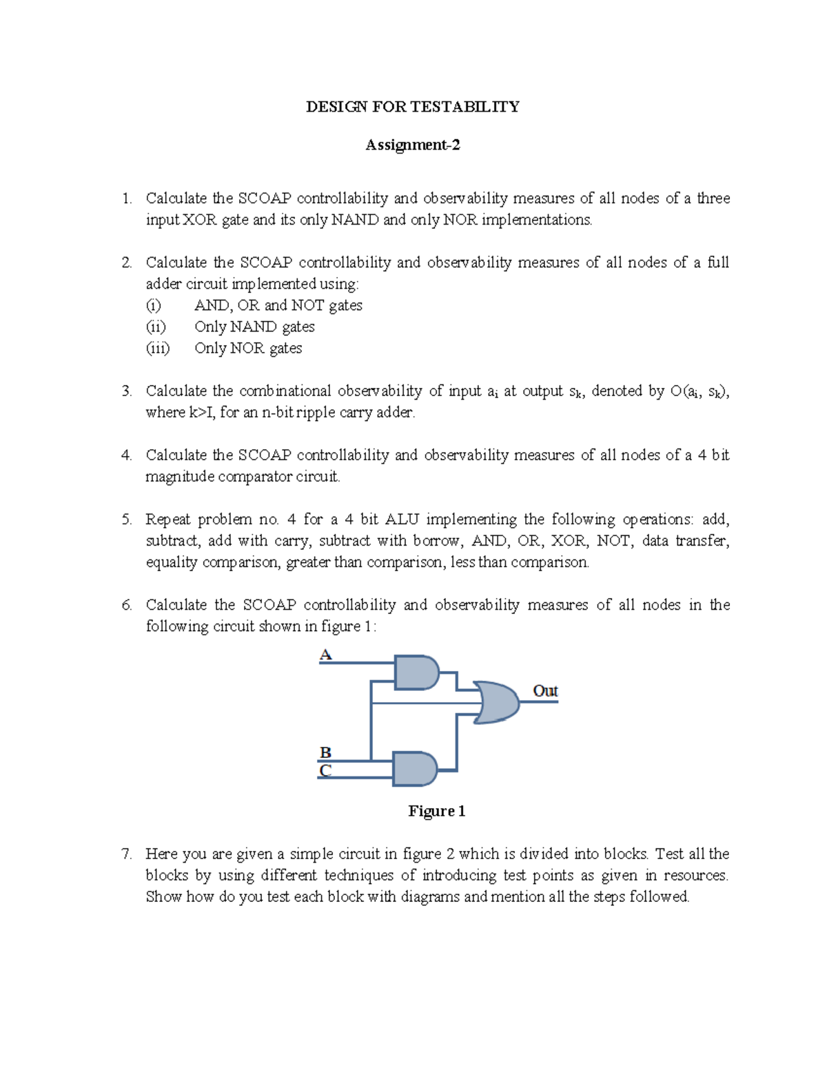Design for Testability Assignment 2: SCOAP Measures & Circuit Testing ...