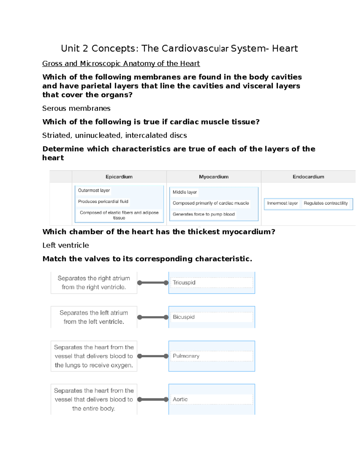 Week 2 Lecture Notes: Cardiovascular System - The Heart (Unit 2) - Studocu