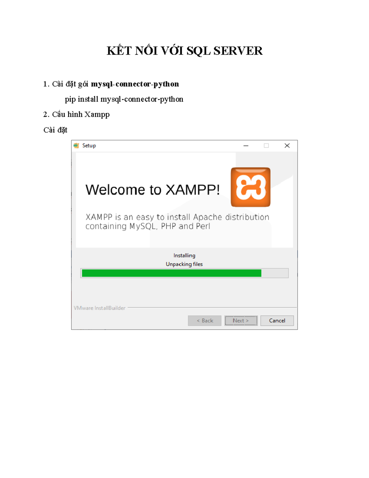 Lab 8 Python My SQL Server - KẾT NỐI VỚI SQL SERVER 1. Cài đặt gói mysql-connector-python pip ...