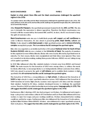 GRADE 12 PAPER 2 ESSAY 2025: CIVIL RESISTANCE & BLACK CONSCIOUSNESS ...