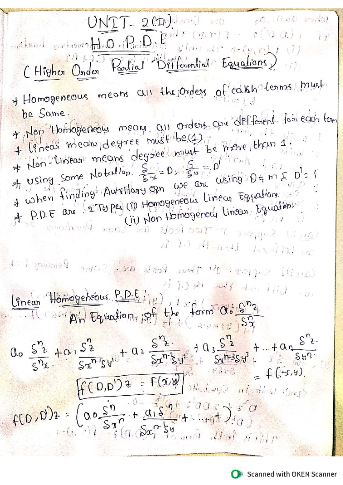 M2 R20 Lecture Notes on Higher Order Partial Differential Equations ...