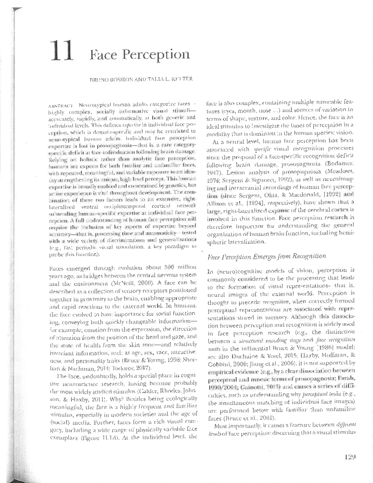 Document Review and Analysis Guide for Course ABC123: Face Perception ...