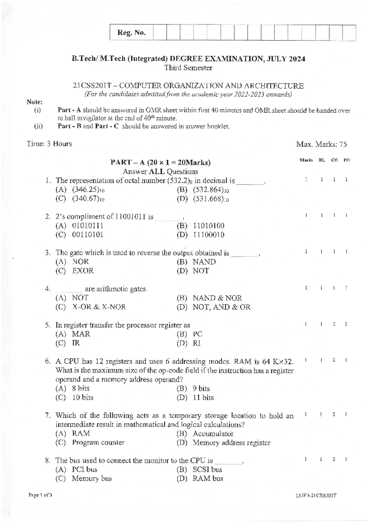 Unit 4 COA: Overview of Single Bus Organization and ALU Functions - Studocu