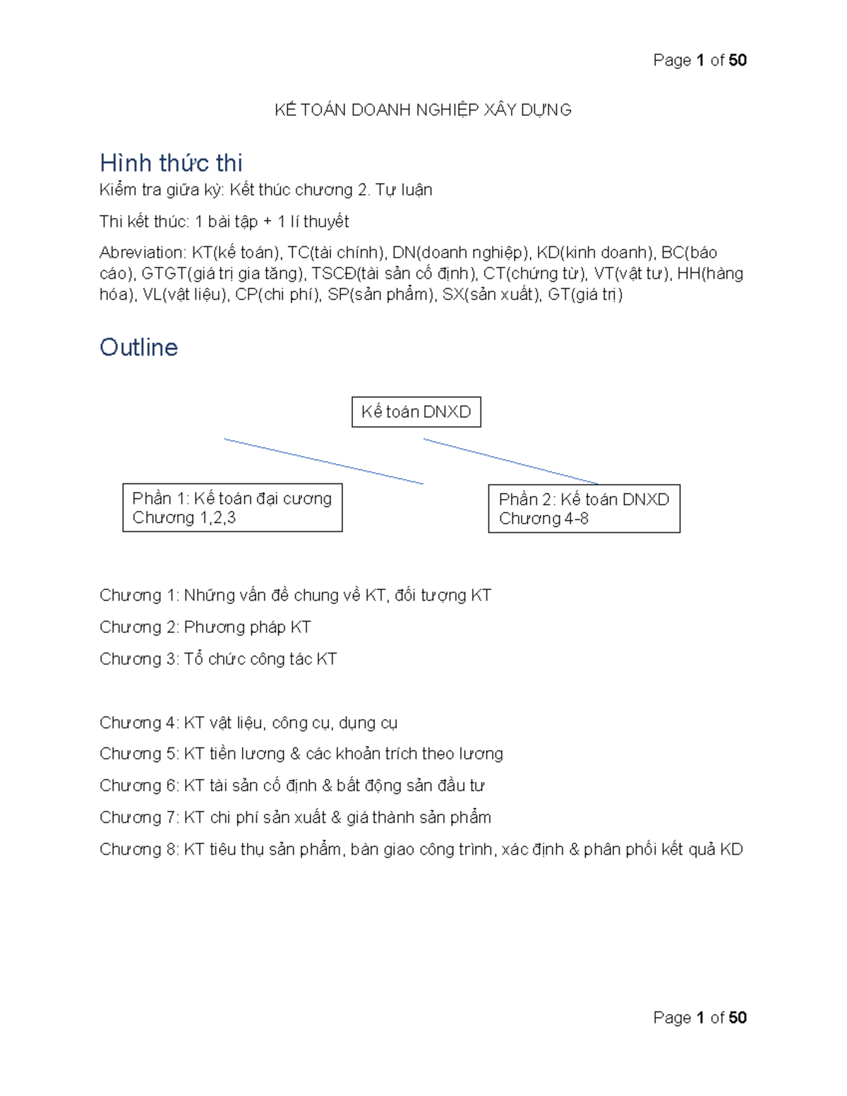 KẾ TOÁN - Lecture notes - Kế toán DNXD Phần 1: Kế toán đại cương Chương ...