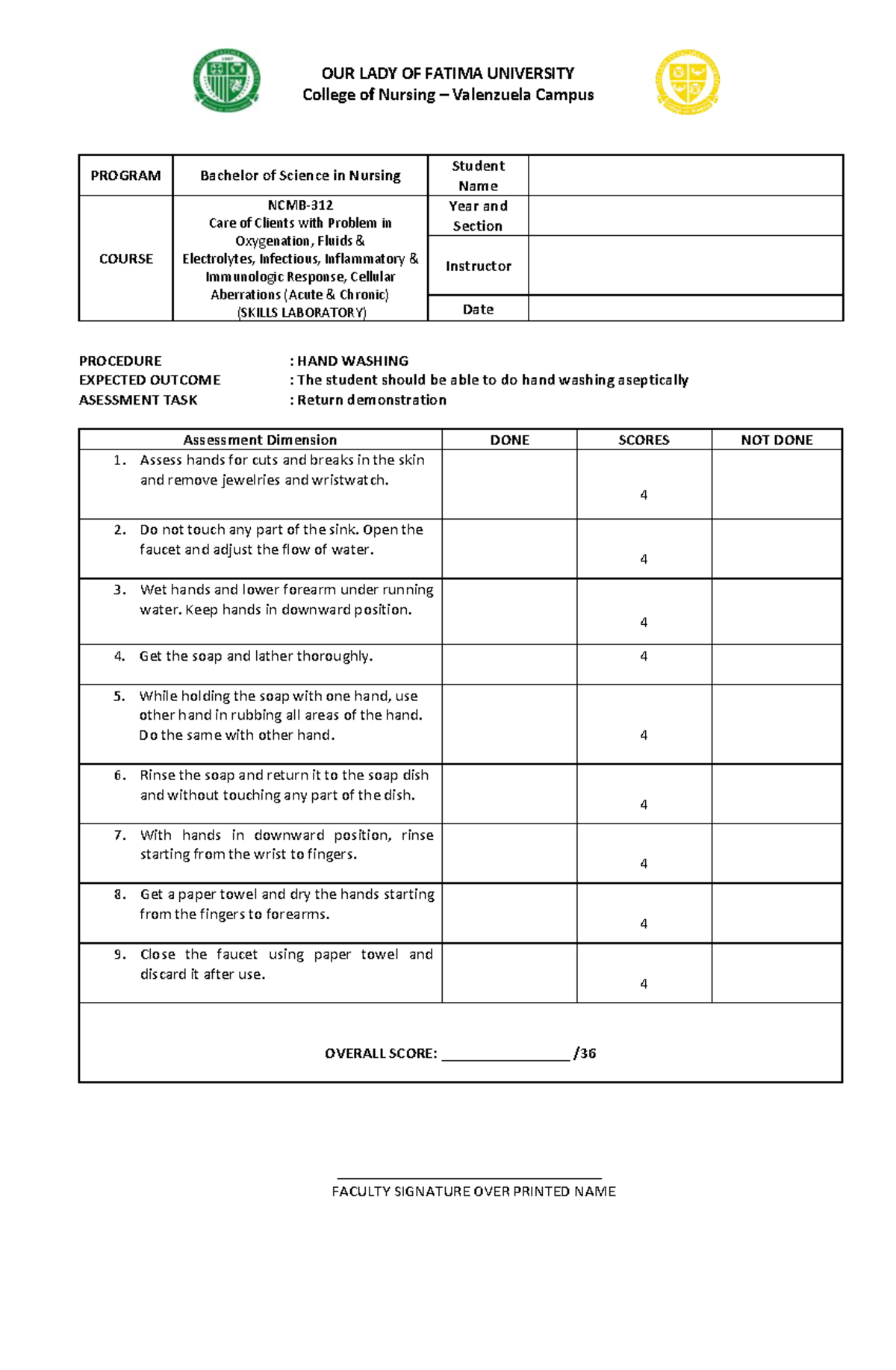 NCMB 312 Skills Lab: Hand Washing, Surgical Scrub & Oximetry Assessment ...