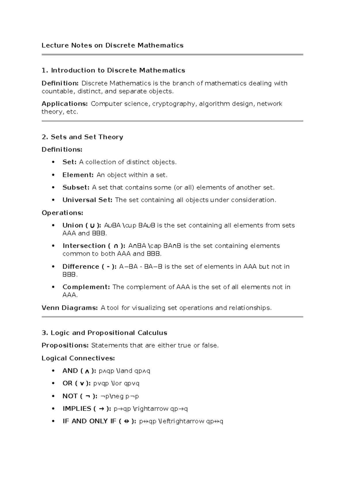 Discrete Mathematics Lecture Notes: Comprehensive Overview - Studocu
