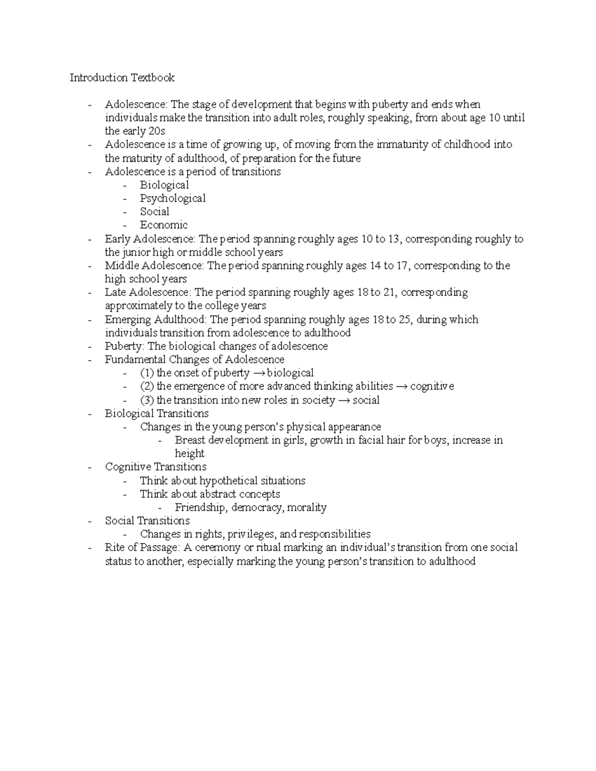 Theoretical Perspectives on Adolescent Development (ADOL - Intro Notes ...