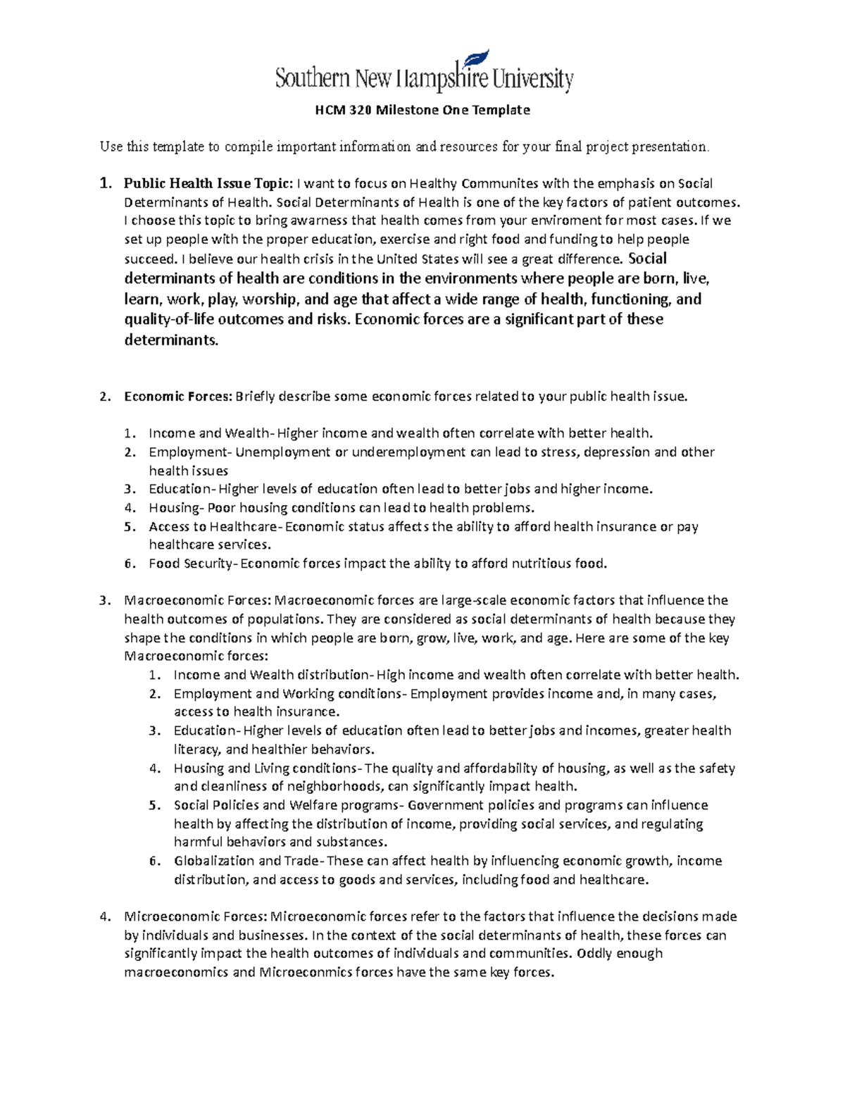 HCM 320 Final Project Milestone One Template on Social Determinants ...