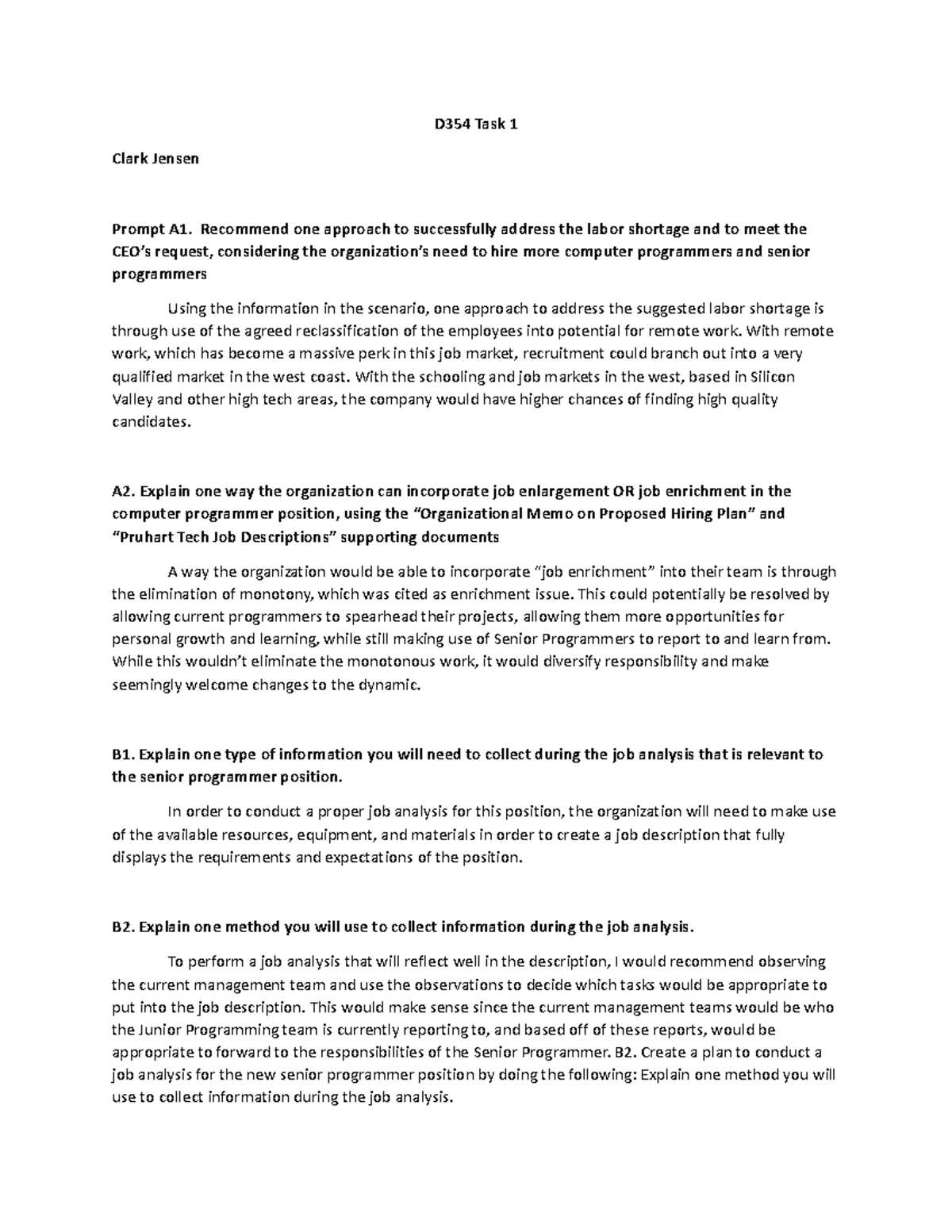 D354 Task 1 - This is task 1 for class d354 - Emily La Fleur 6/16 ...