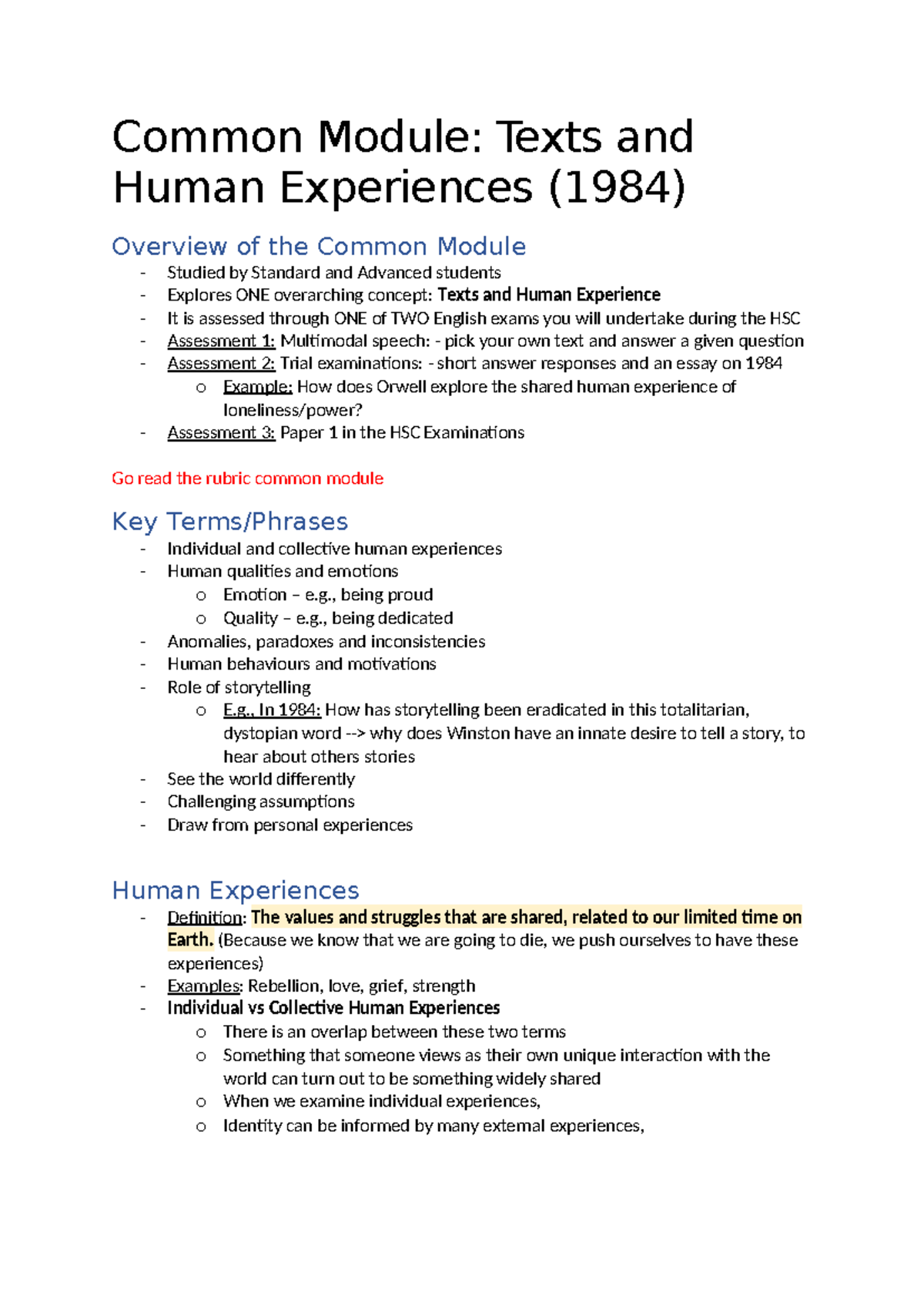 Classwork:Resource Common Module - Common Module: Texts and Human ...