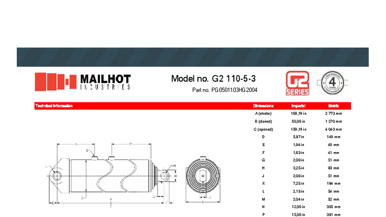 G2 110-5-3 Technical Specs & Dimensions for PG0501103 HG2004 - Studocu