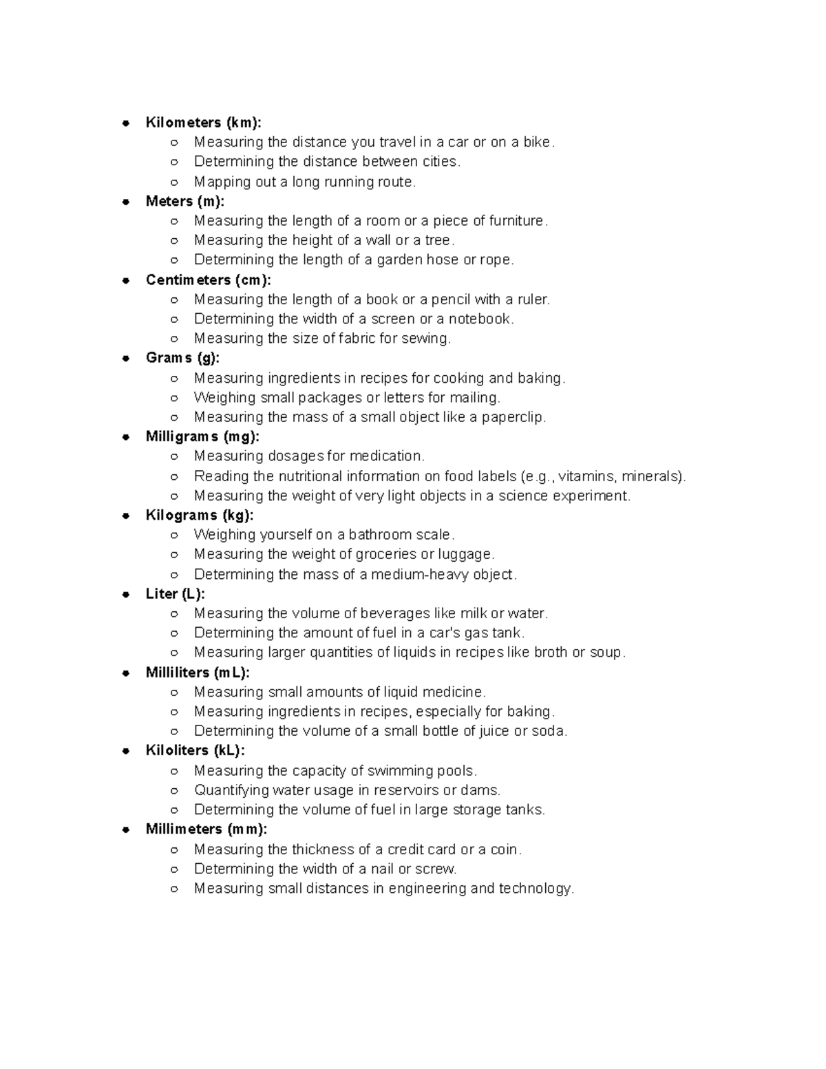 Measurement Units: A Guide to Common Metrics in Everyday Life - Studocu