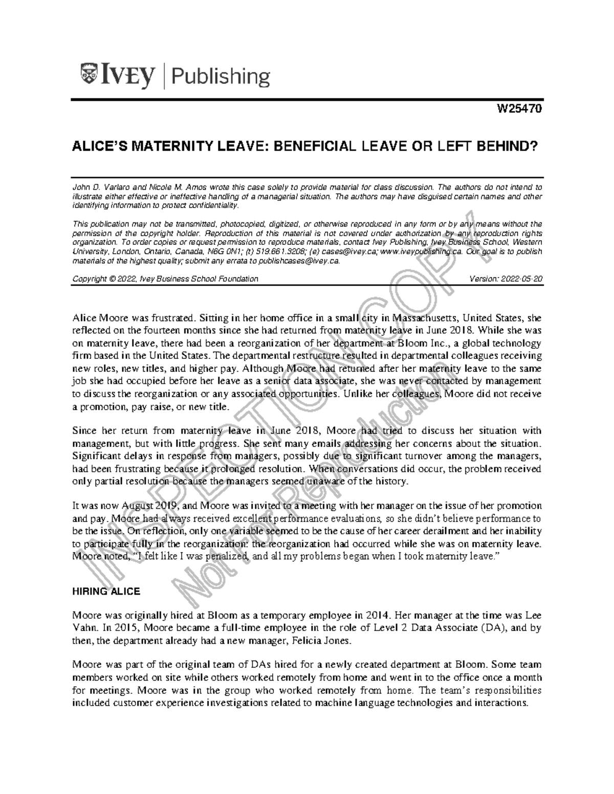 Alice's Maternity Leave Dilemma: Equity Issues Post ...