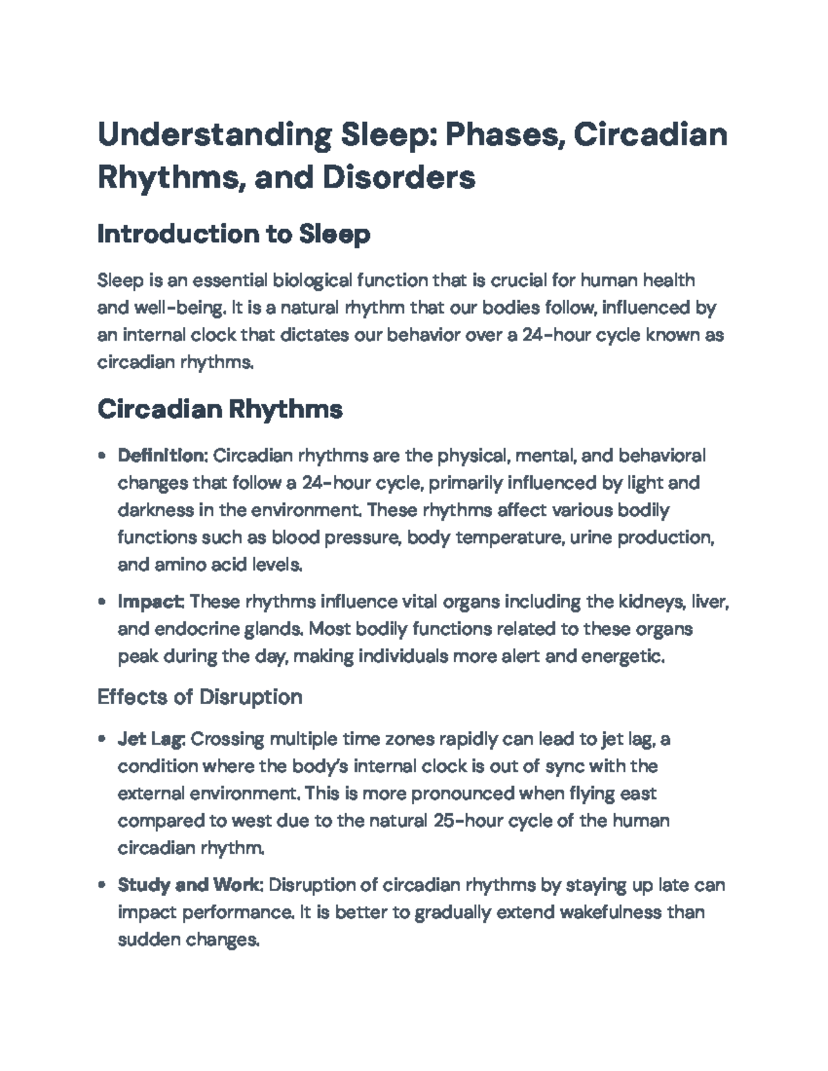Understanding Sleep: Phases, Circadian Rhythms, and Disorders Overview ...