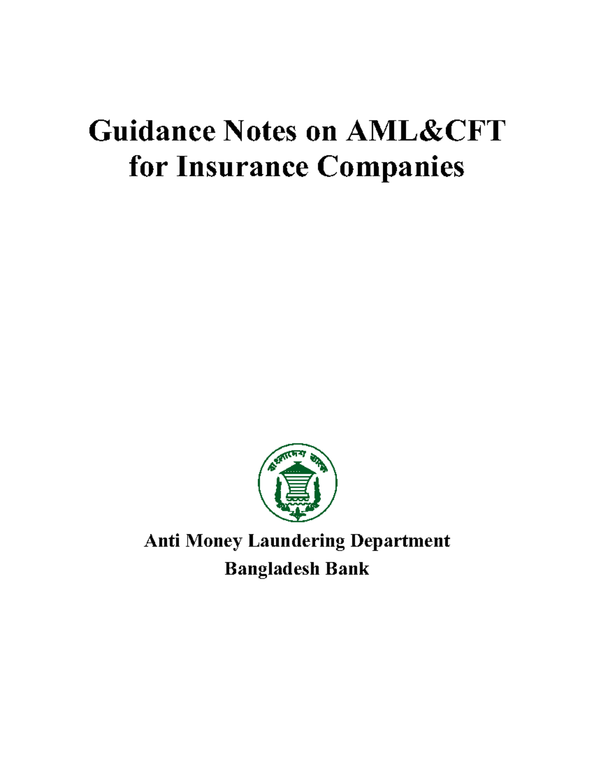 AML and CFT Guidelines for Insurance Companies in Bangladesh - Studocu
