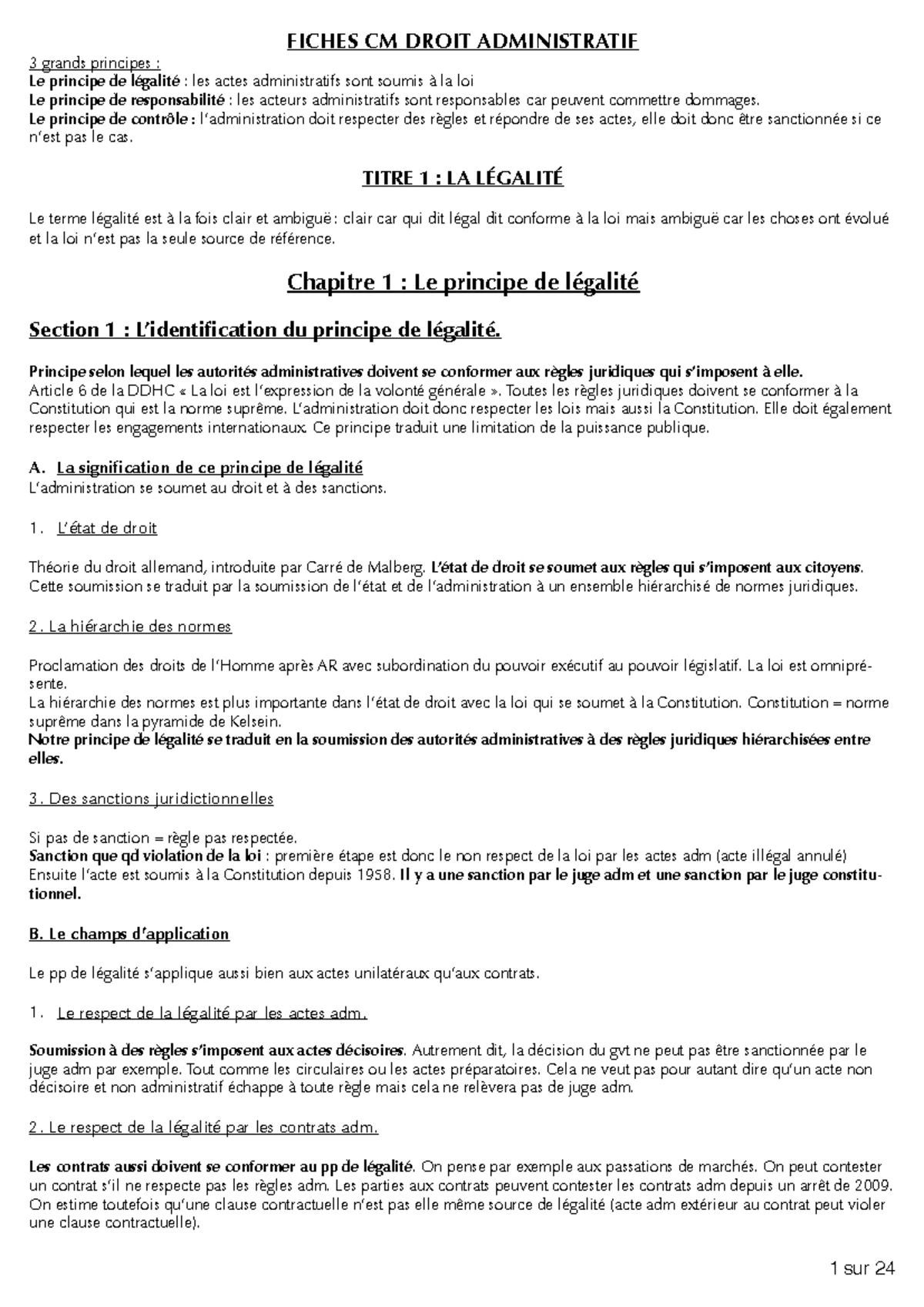 Fiche n°7 - Les principes généraux du droit ° - Fiche n°7 : Les principes généraux du droit Sur ...