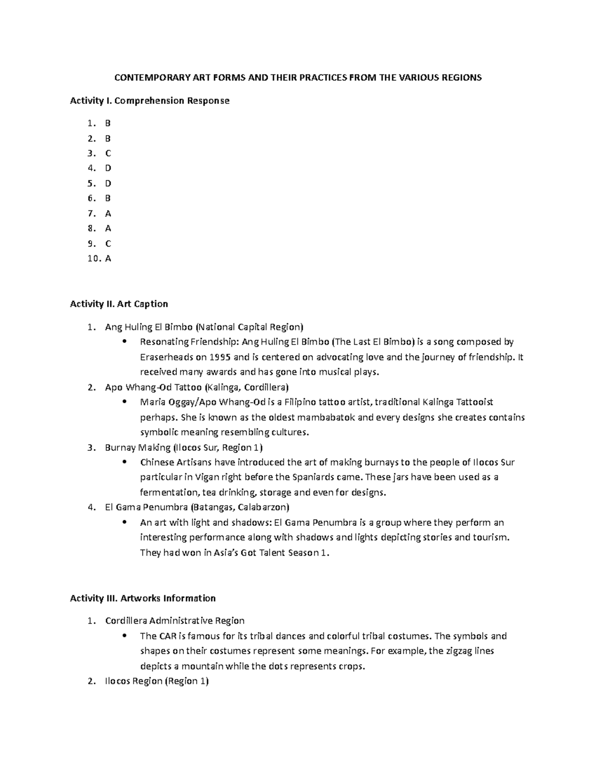 Contemporary ARTS - Second Semester - CONTEMPORARY ART FORMS AND THEIR ...