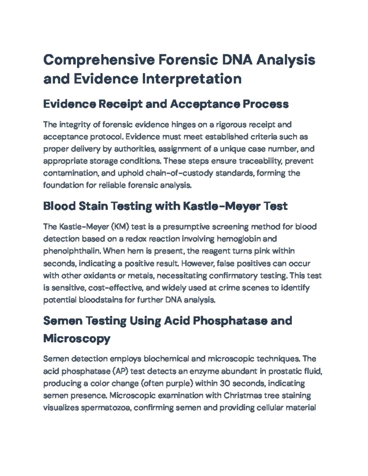 Forensic DNA Analysis (FS 101): Comprehensive Evidence Interpretation Guide - Studocu