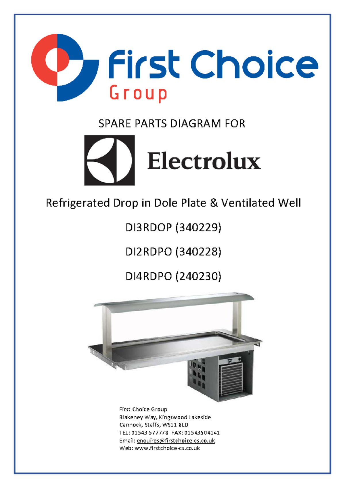 SPARE PARTS CATALOGUE FOR Refrigerated Drop-in Dole Plate (340229 ...