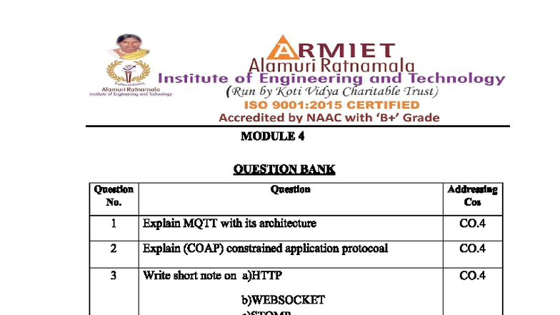 RMIET Module 4 & 5 Question Bank for IoE Exam Prep - Studocu