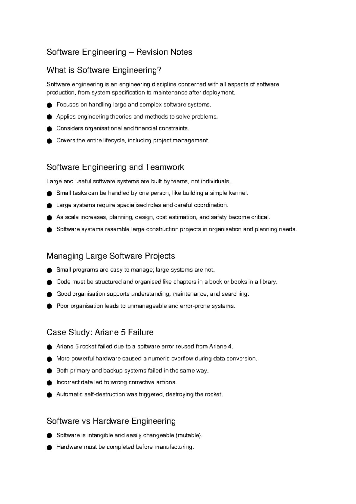 Software Engineering Revision Notes: Key Concepts & Case Studies - Studocu