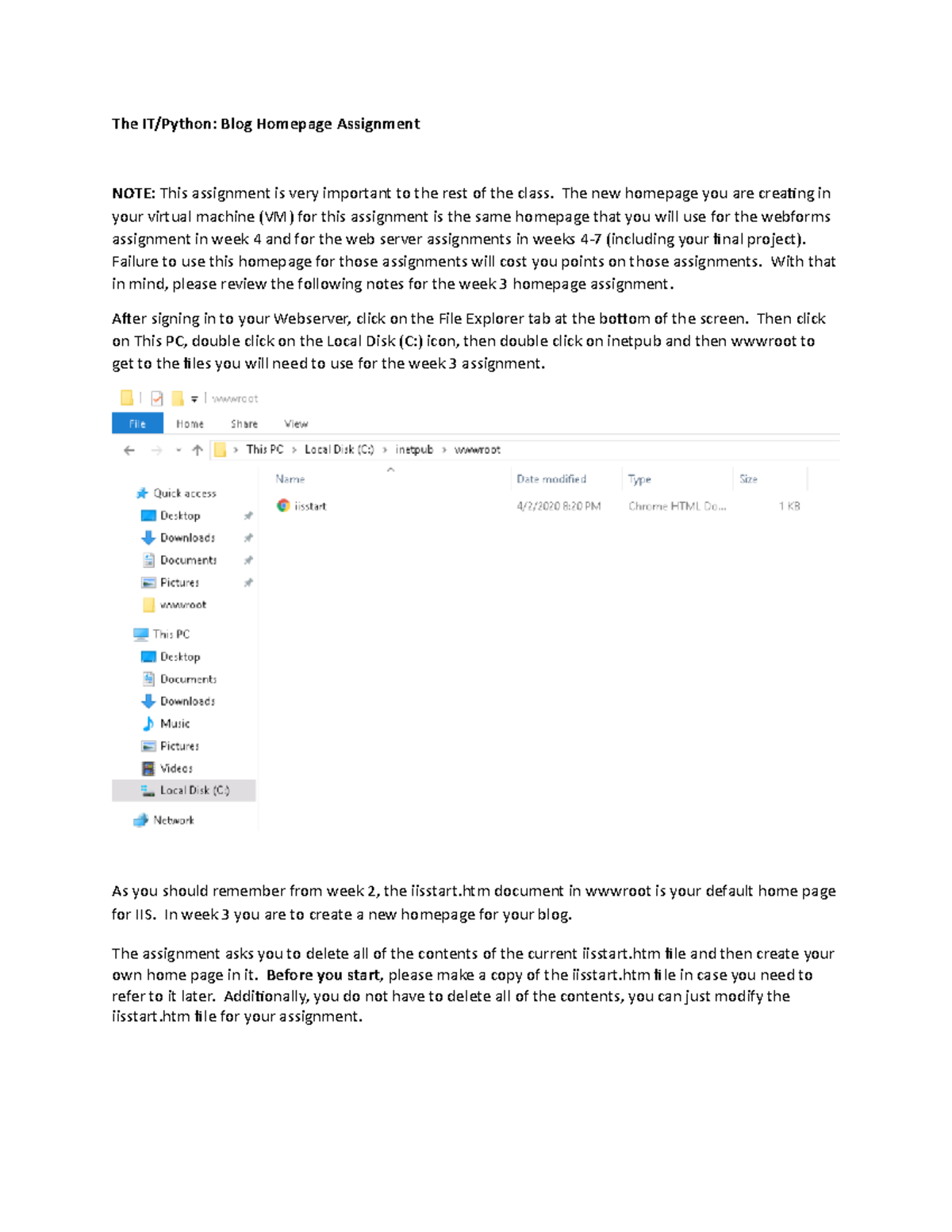 IT/Python: Week 3 Assignment - Creating Blog Homepage for VM - Studocu