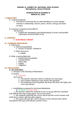 stages of mitosis - DETAILED SCIENCE LESSON PLAN TEACHER: MA. MELISSA P ...