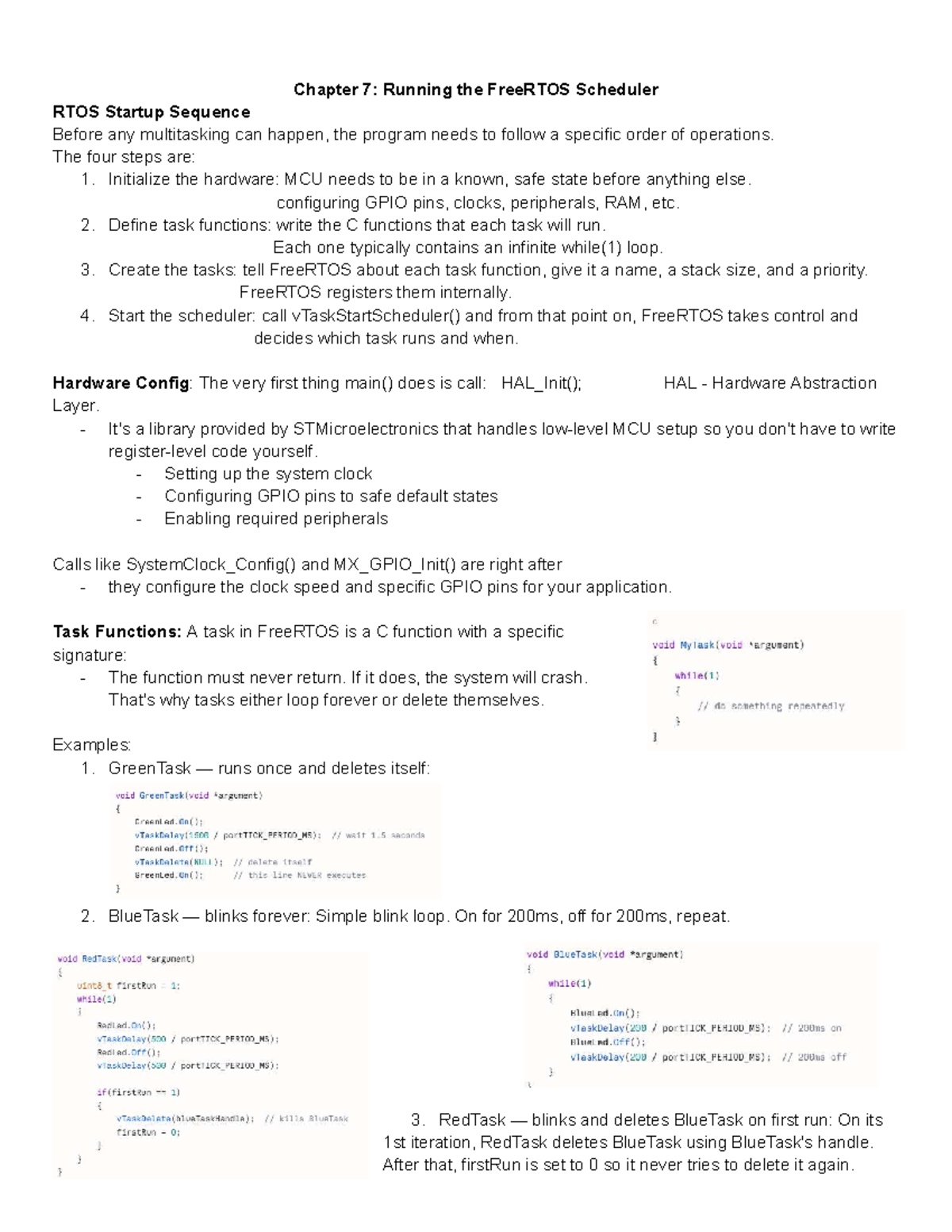 RTS 7: FreeRTOS Startup and Task Management Notes - Studocu