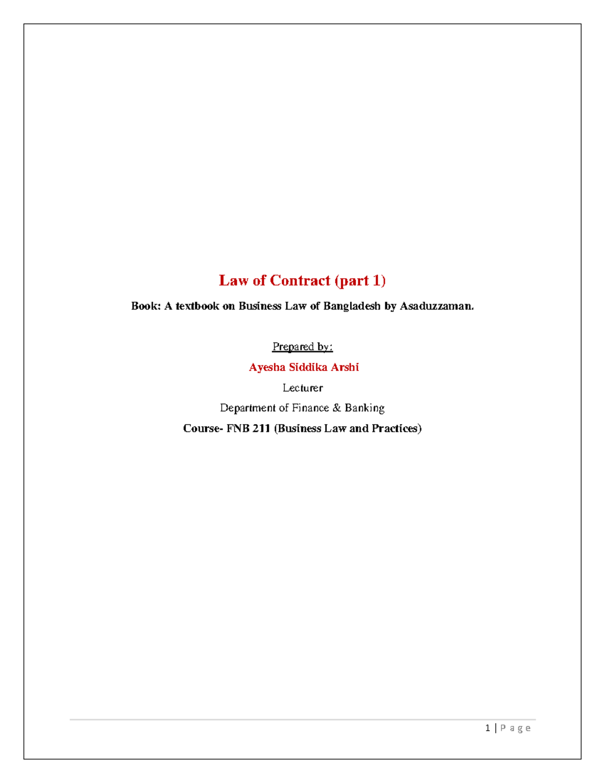 Law of Contract (FNB 211) - Essential Elements & Classifications - Studocu