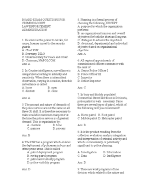 Answer key COAD1 - fhjejej - CORRECTIONAL ADMINISTRATION I (JAIL AND ...
