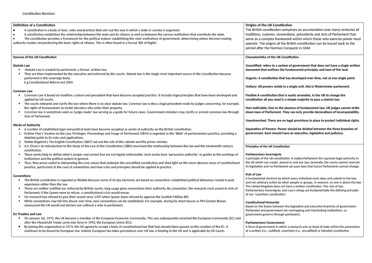Constitutional Framework and Reforms: An Overview of the UK System ...
