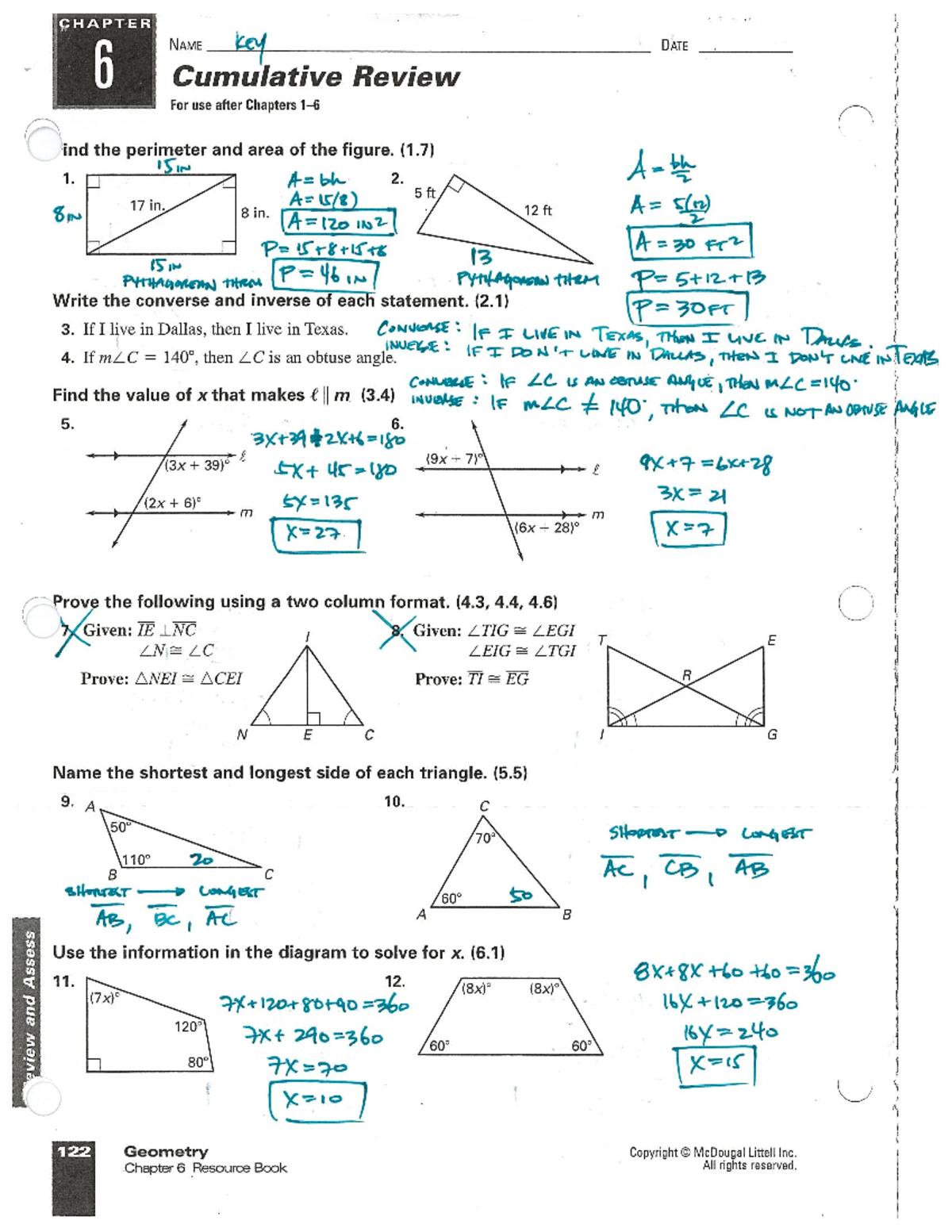 Chapter 6 Cumulative Review Worksheet Key Analysis - Studocu