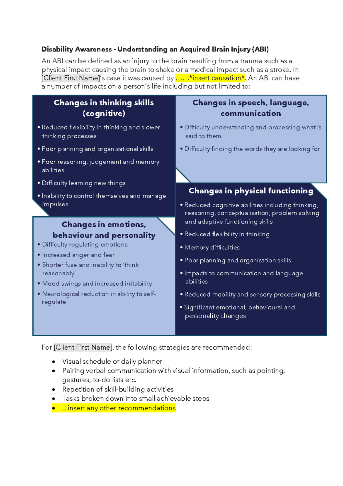 Disability Awareness: Understanding Acquired Brain Injury (ABI) - Studocu