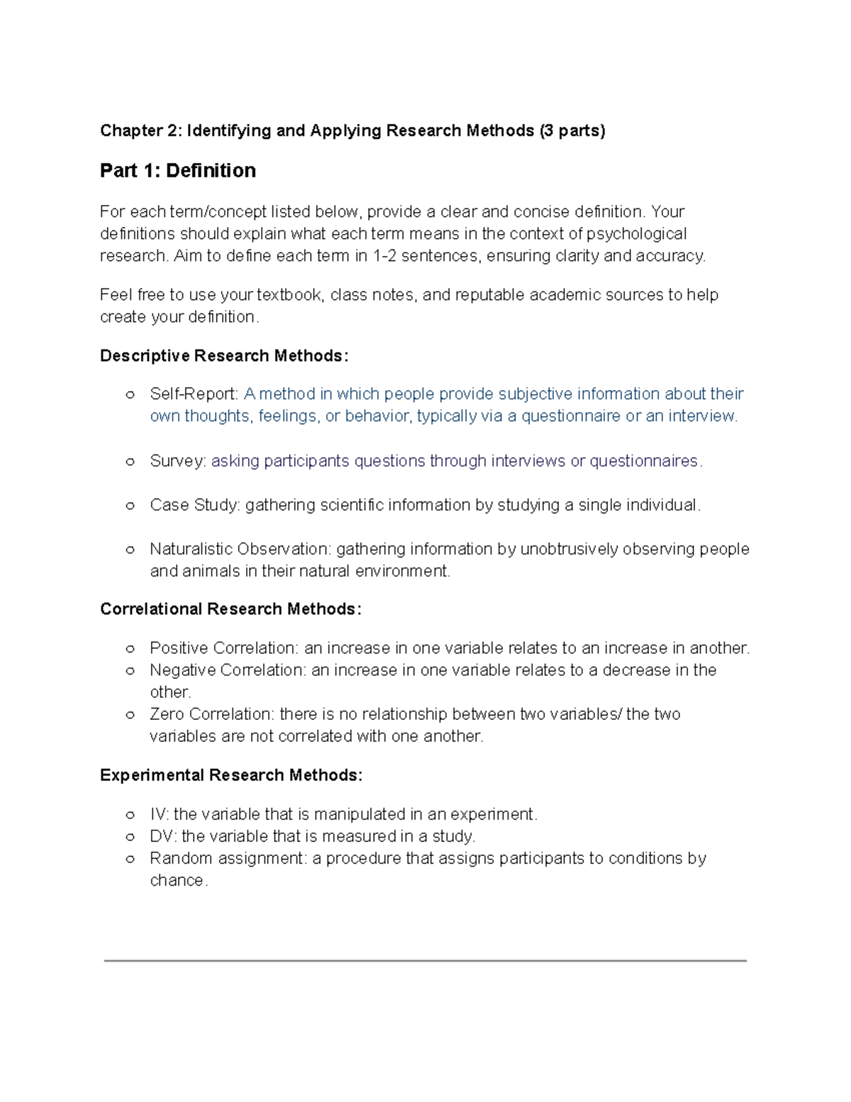 Psych 105 Chapter 2: Research Methods Overview and Scenarios - Studocu
