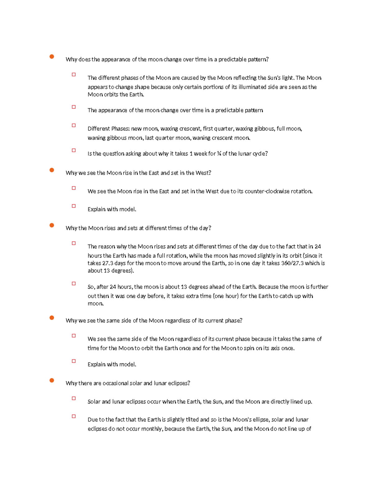 Understanding the Phases of the Moon: A Study of Lunar Cycles - Studocu
