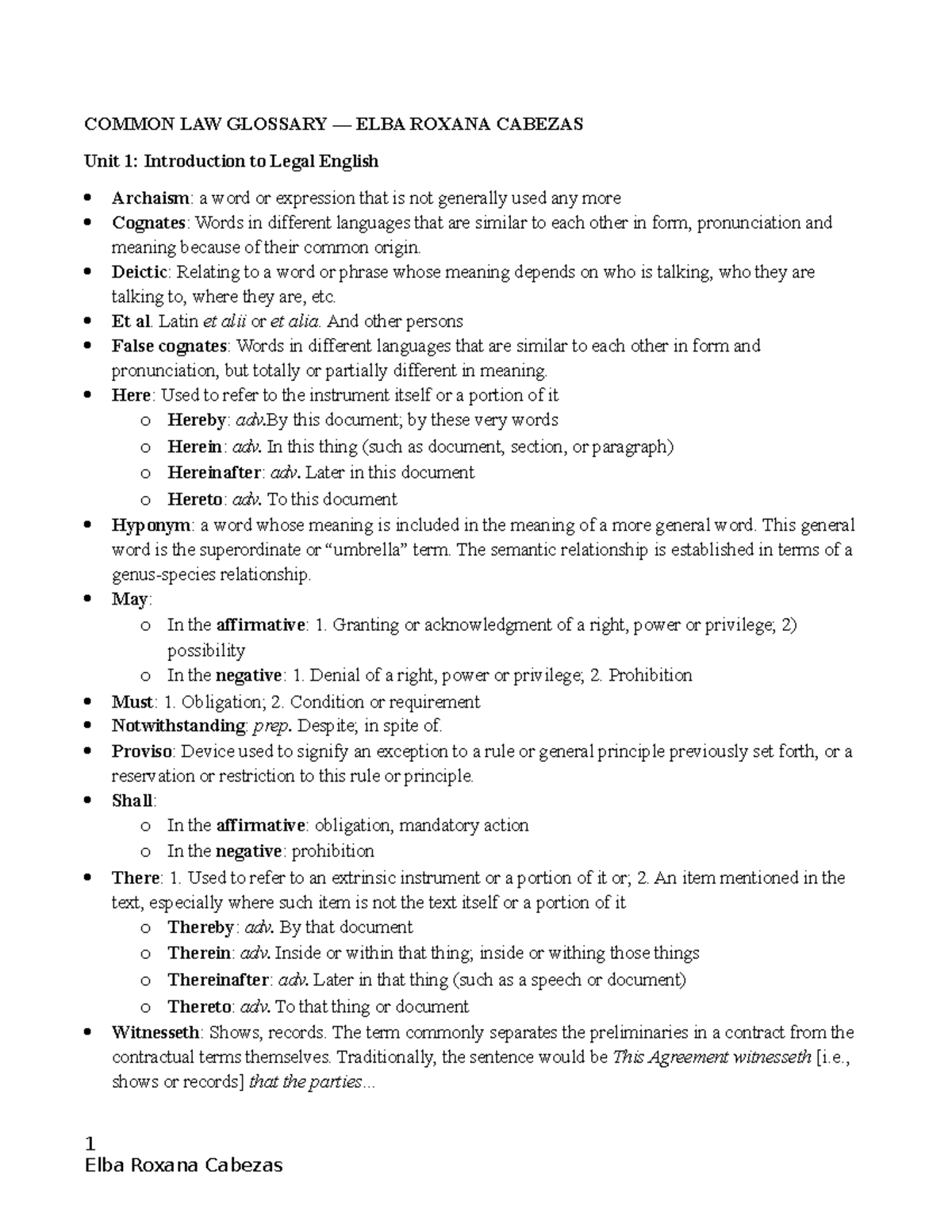 Common Law Glossary: Key Terms and Concepts by Elba Roxana Cabezas ...