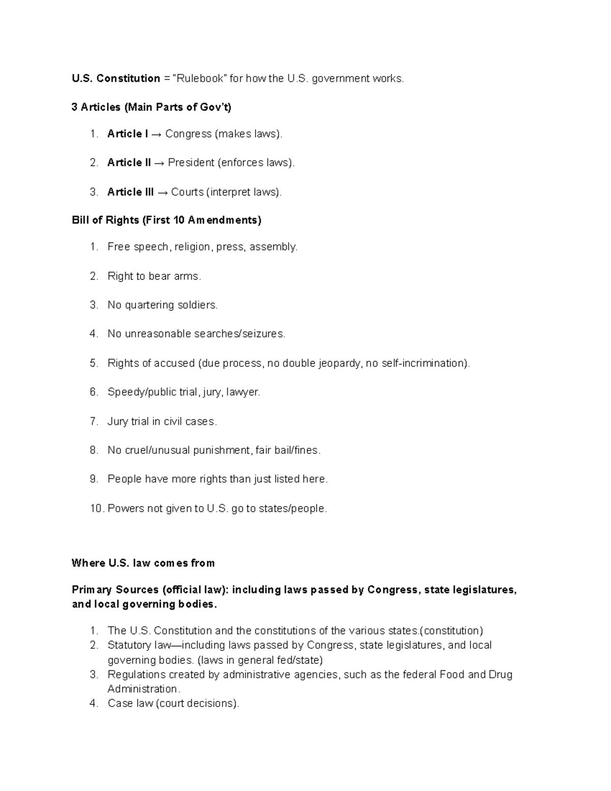 U.S. Legal System Overview: Key Principles & Case Studies - Studocu